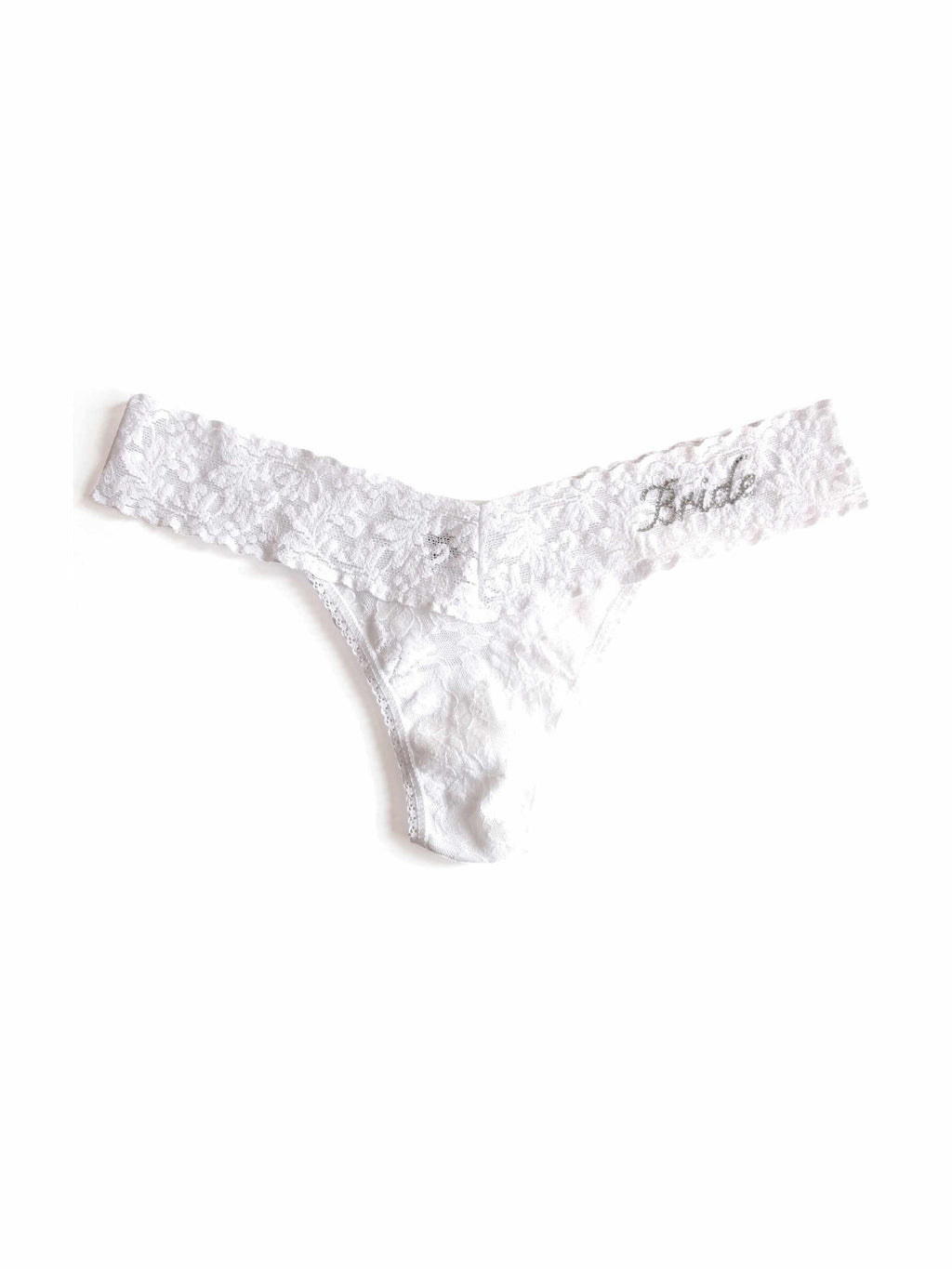 Bride Crystal Signature Lace Low Rise Thong White | Hanky Panky