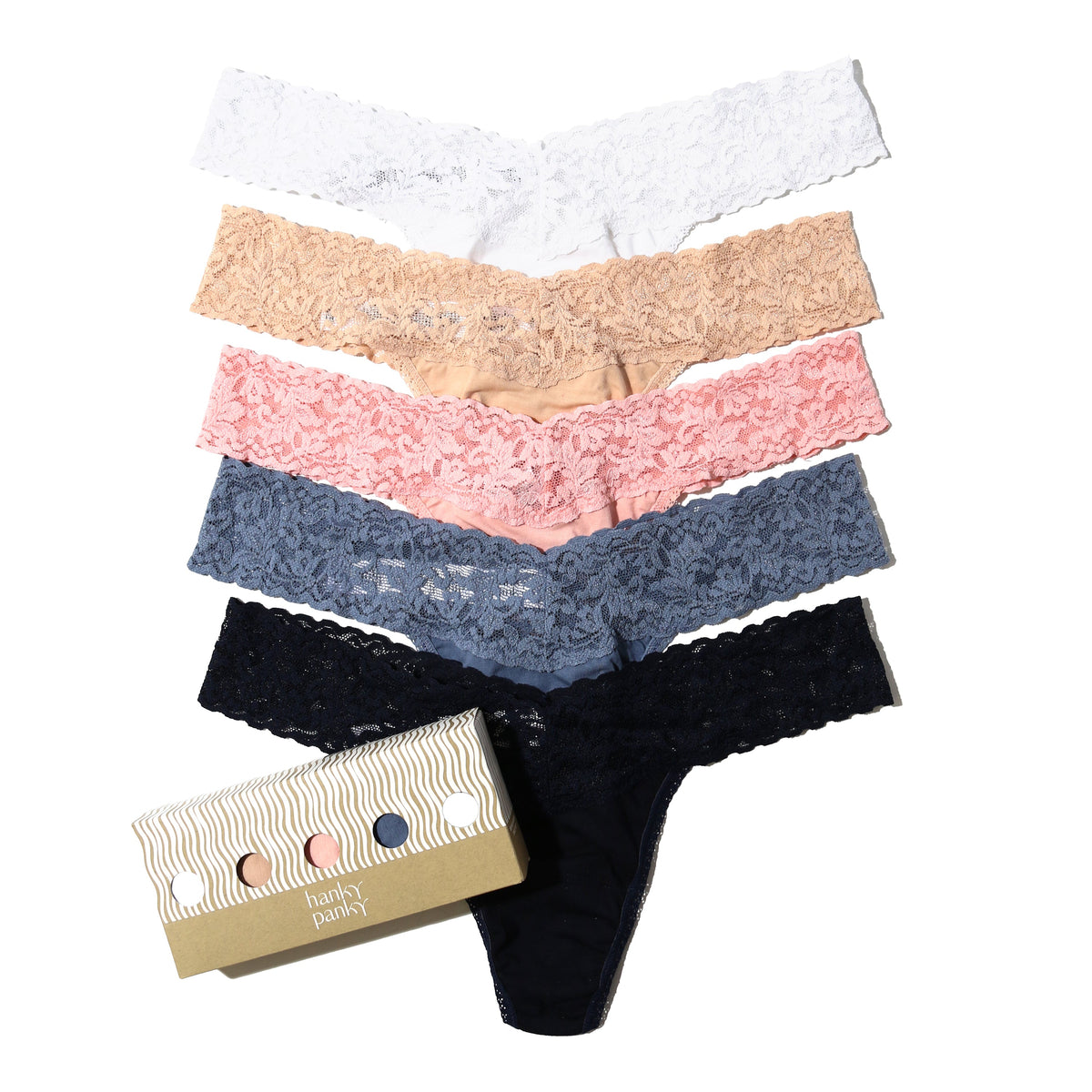 Cotton 5 Pack Low Rise Thongs | Hanky Panky