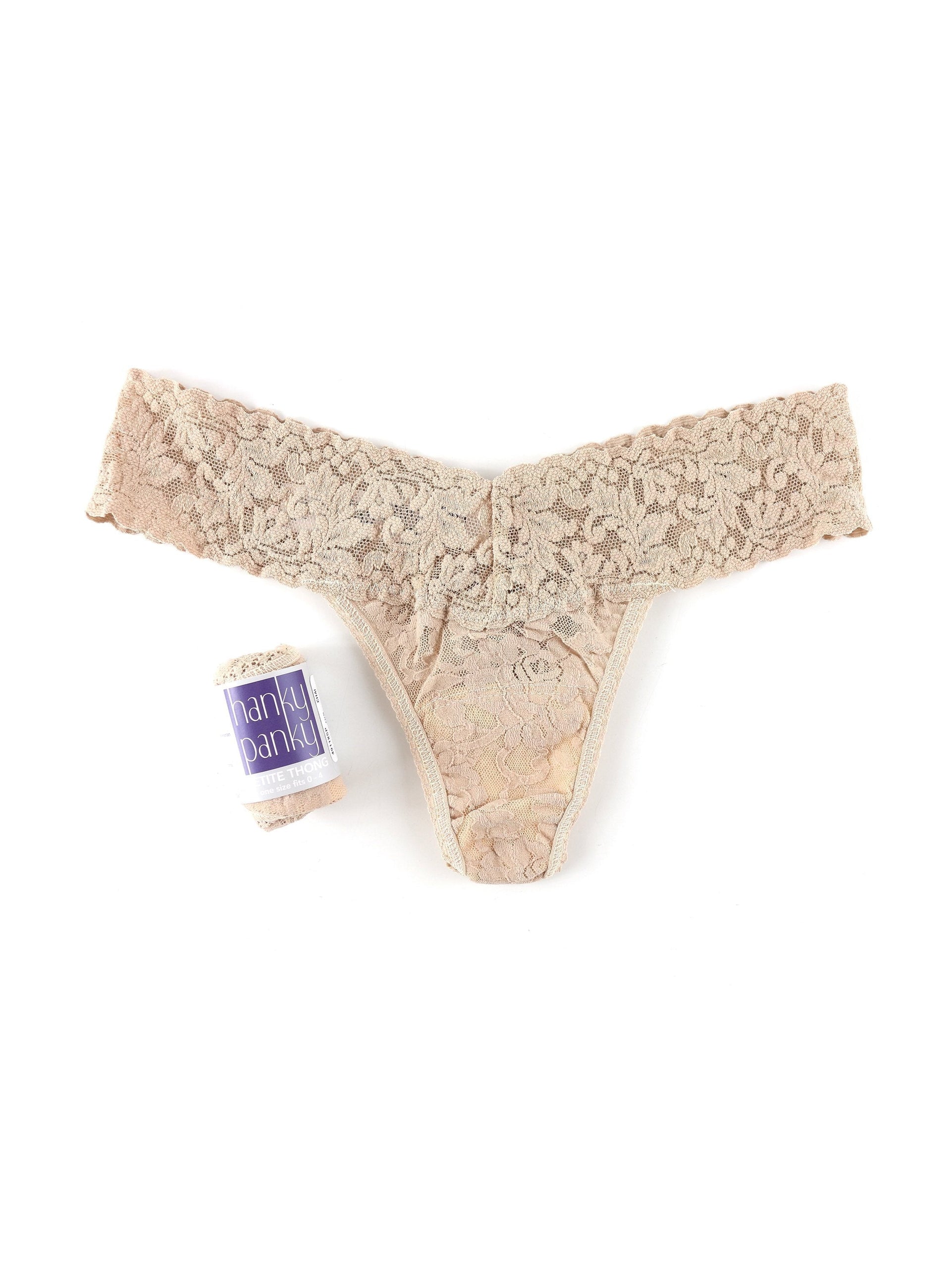 Petite Size Signature Lace Low Rise Thong Chai | Hanky Panky