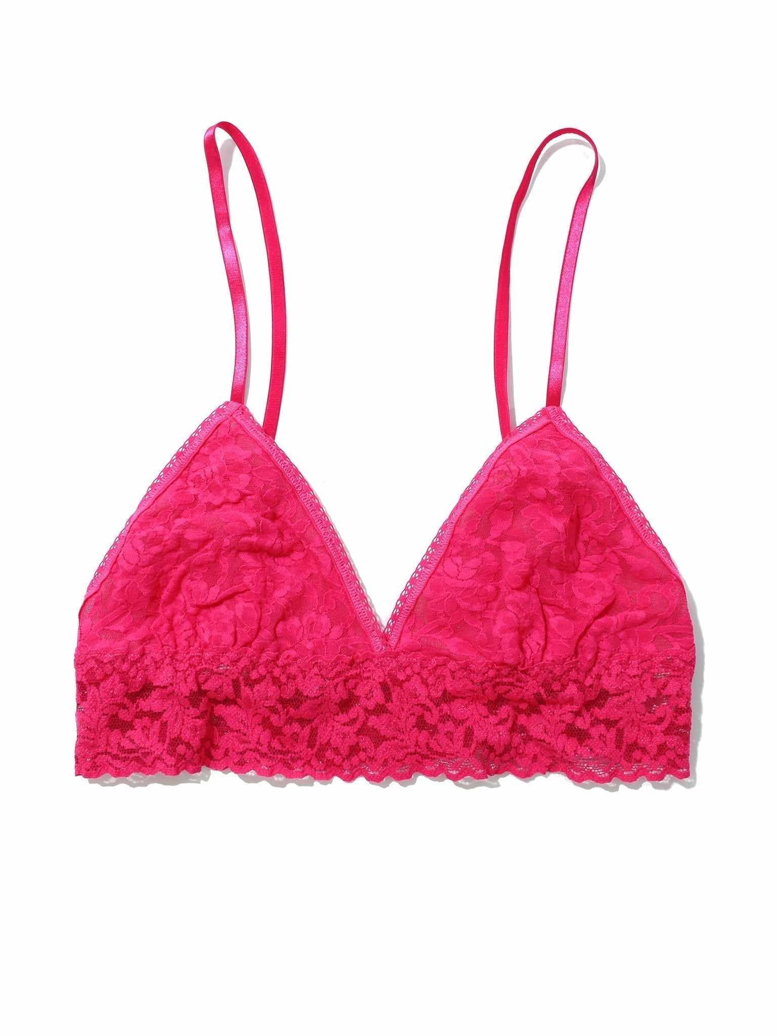 Signature Lace® Padded Triangle Bralette Sweet Tart Pink Sale | Hanky Panky