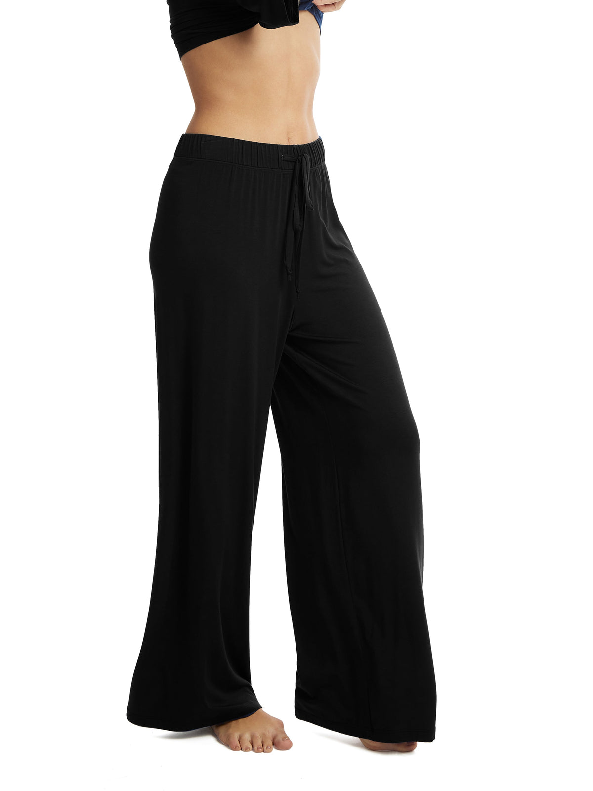 Unwind Modal Drawstring Wide Leg Pant Black | Hanky Panky