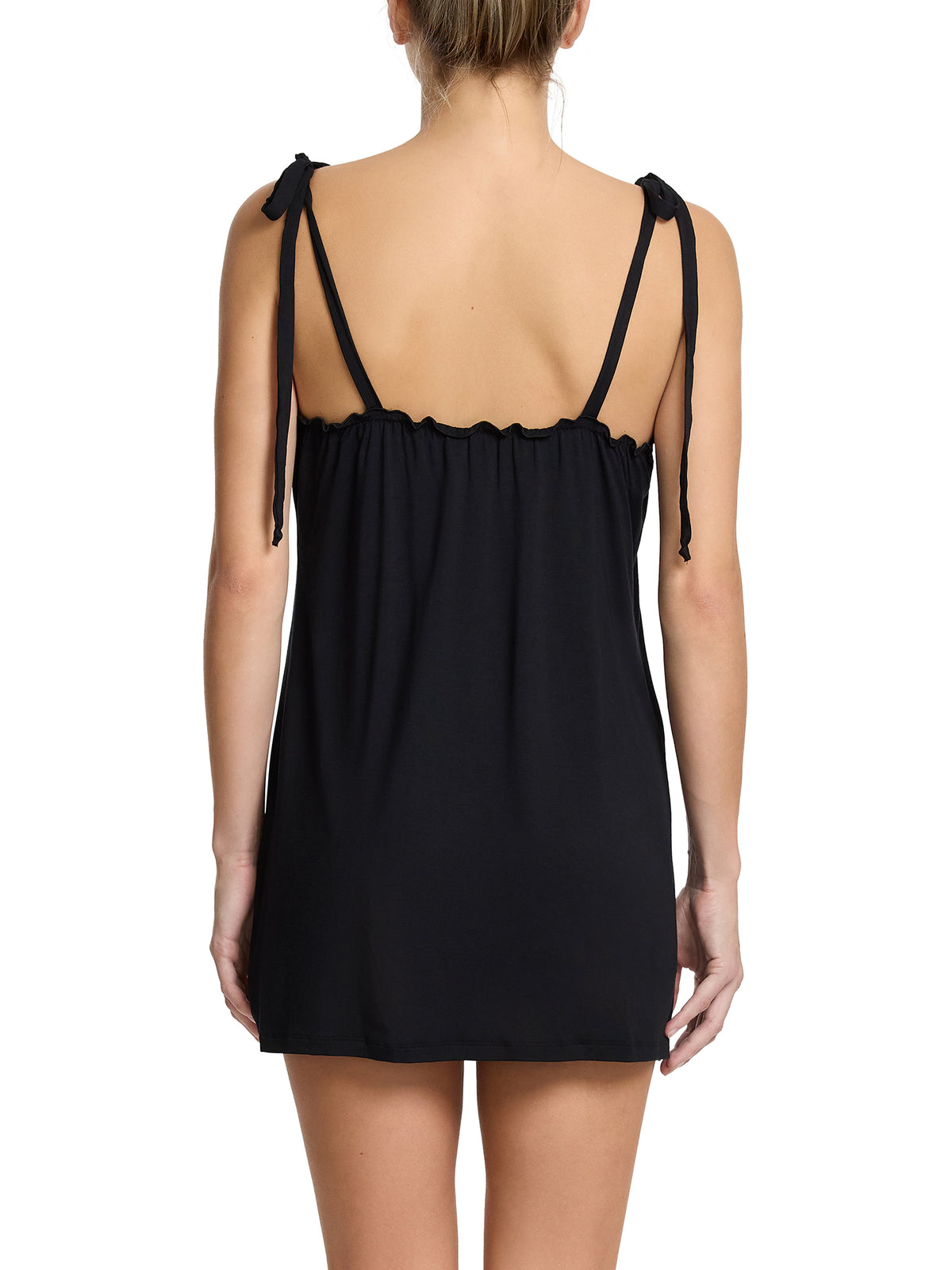 Unwind Ruffle Chemise Black | Hanky Panky