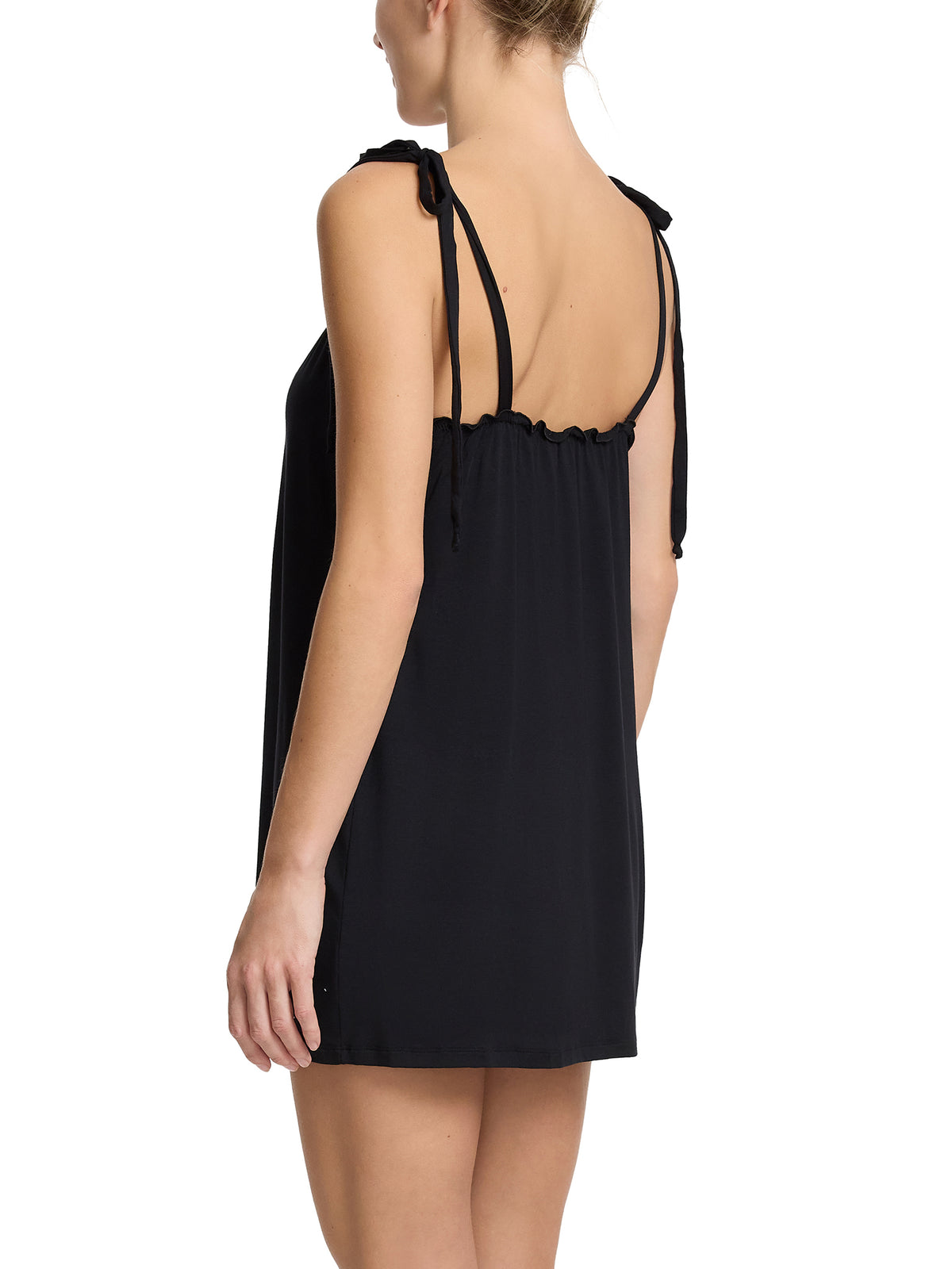 Unwind Ruffle Chemise Black | Hanky Panky